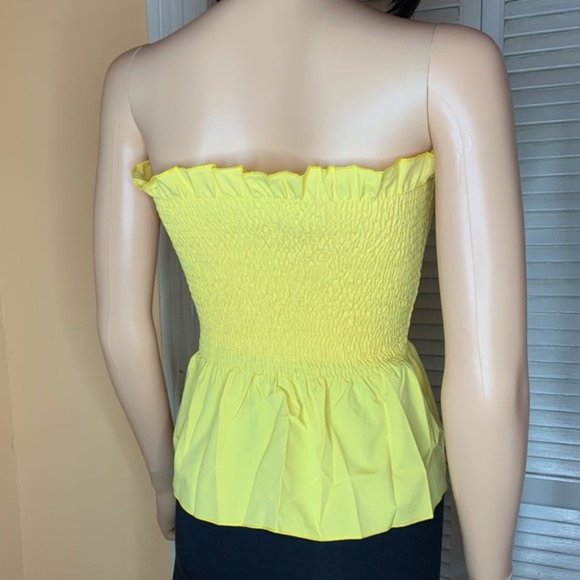Tops | New Frilly Ruffled Shirred Yellow Tube Top Sleeveless Top S ...